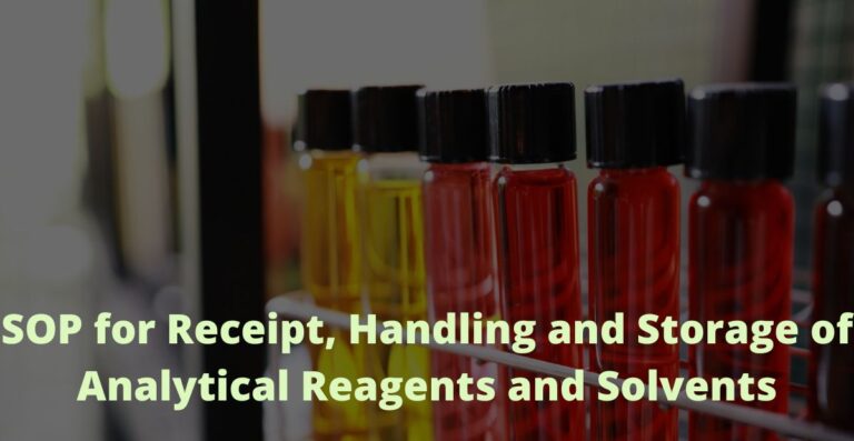 SOP for Receipt, Handling and Storage of Analytical Reagents and ...